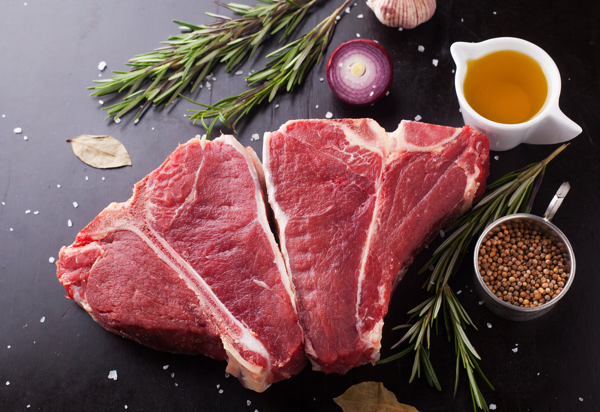 Grass Fed Beef T-Bone Steaks 500gm Pack approx. – The Butchery on Brunker